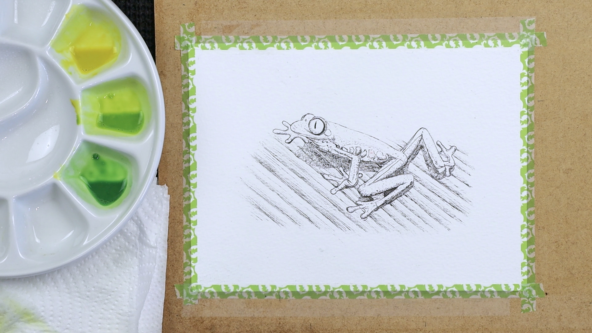 Line & Wash Tree Frog Watercolour Painting Tutorial - The Devon Artist